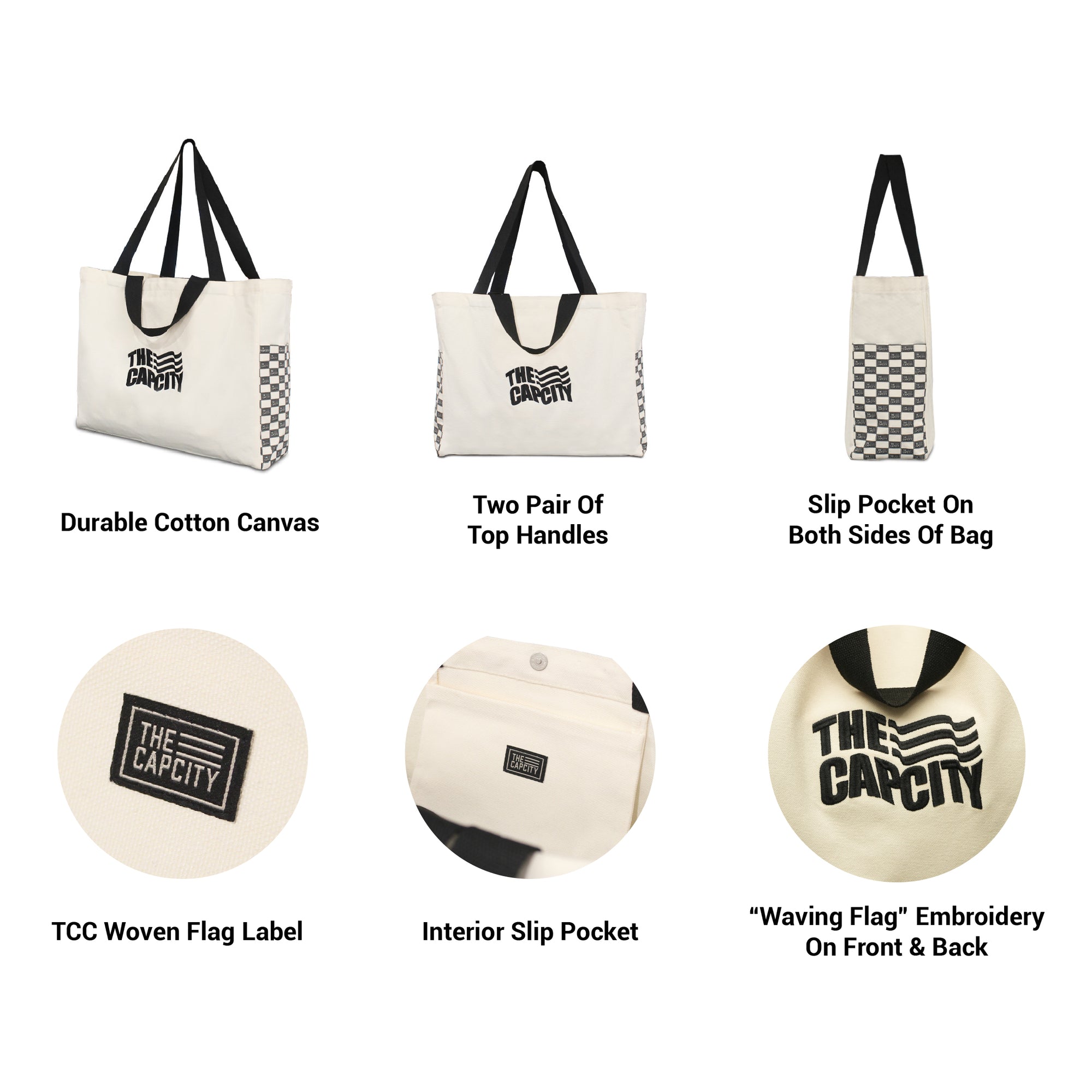 TCC DOUBLE POCKET MONOGRAM TOTE BAG